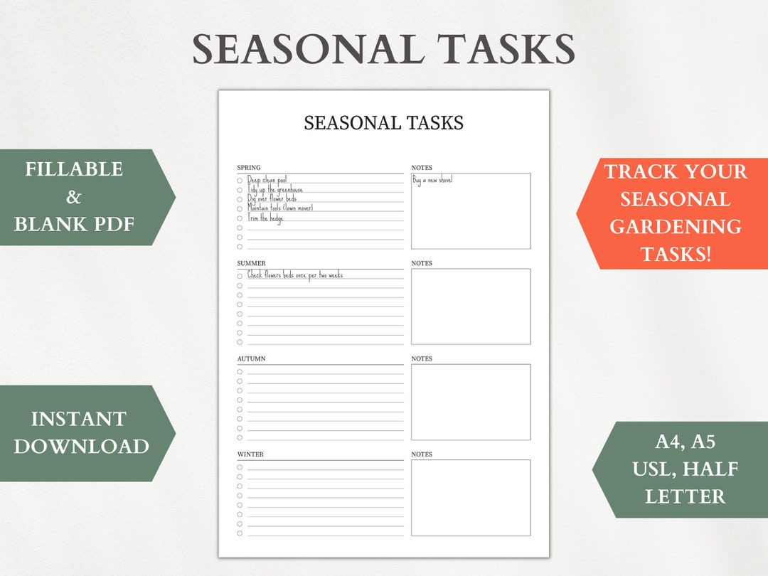 Editable Garden Journal, Plant Care Journal, Seasonal Task List ...