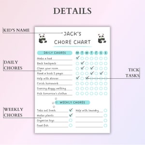 Printable Chore Chart for Kids, Kids Responsibility Chart, Morning ...