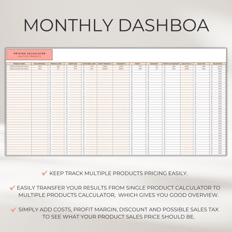 Sublimation Pricing Calculator Spreadsheet for Small Business, Handmade ...