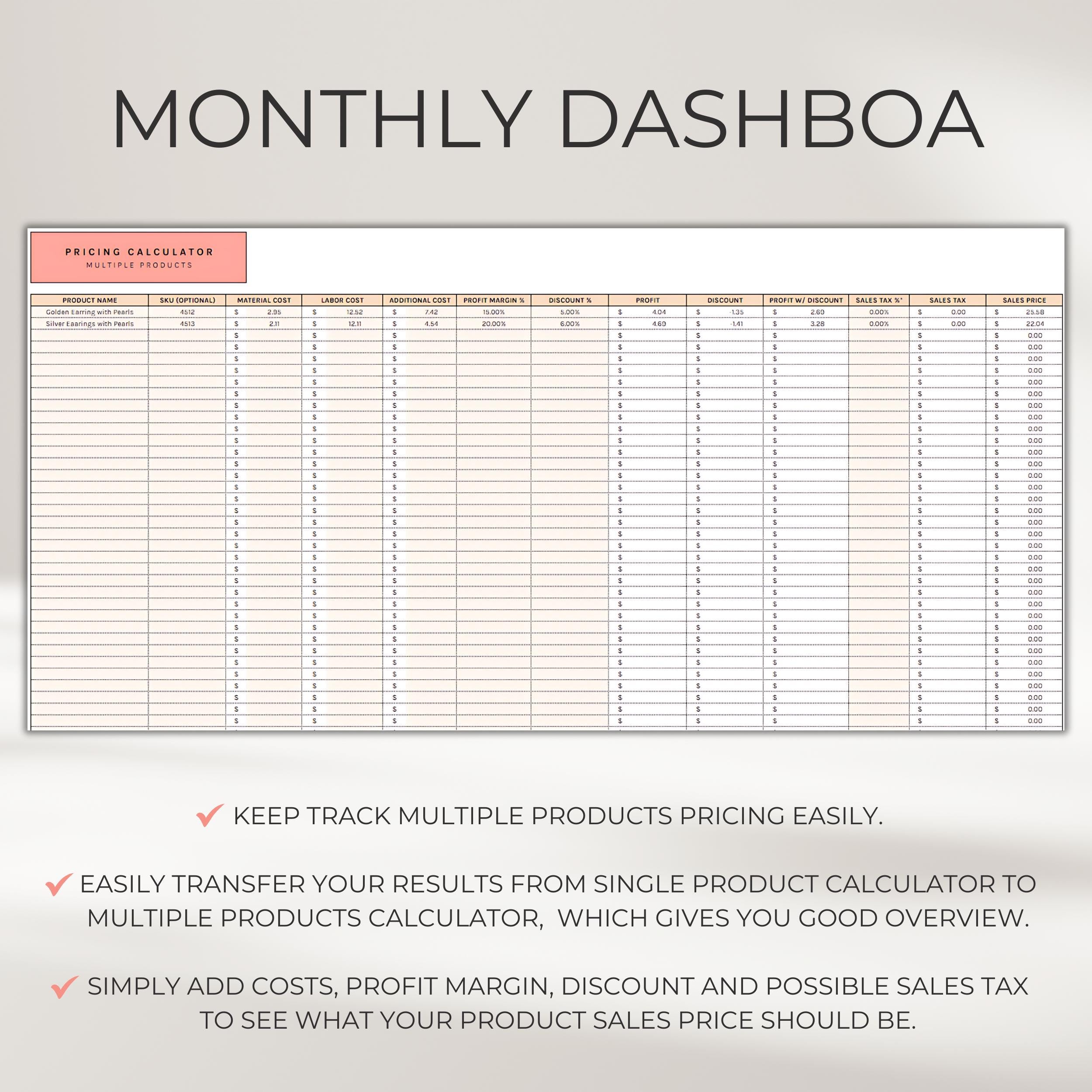 Sublimation Pricing Calculator Spreadsheet for Small Business, Handmade ...