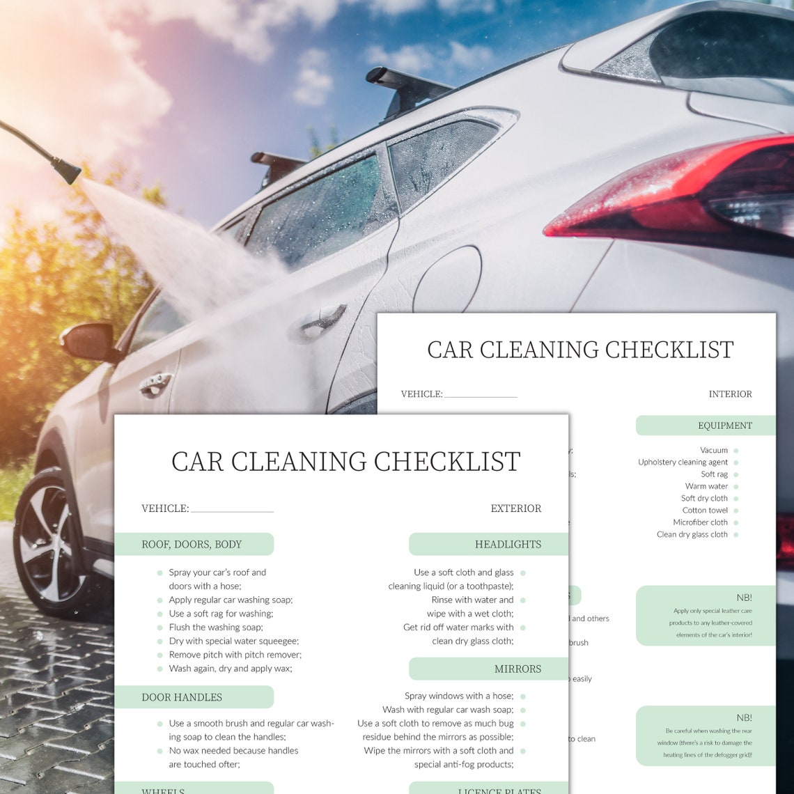 Car Cleaning Tasks, Car Wash Instruction, Car Cleaning Checklist, Car ...