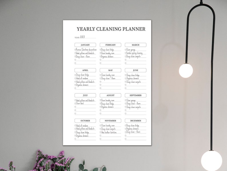 Printable Year Cleaning Plan, House Annual Cleaning Checklist, Yearly ...