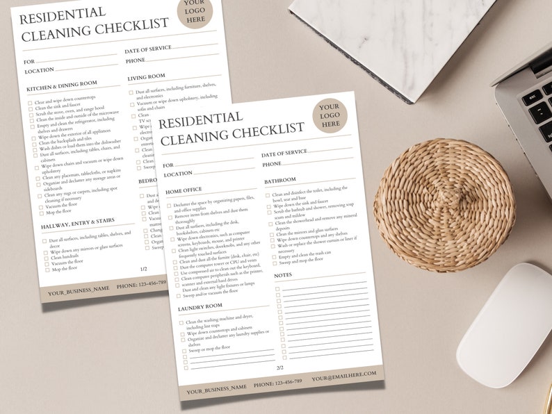 Commercial Cleaning Checklist, Residential Cleaning Service Template ...