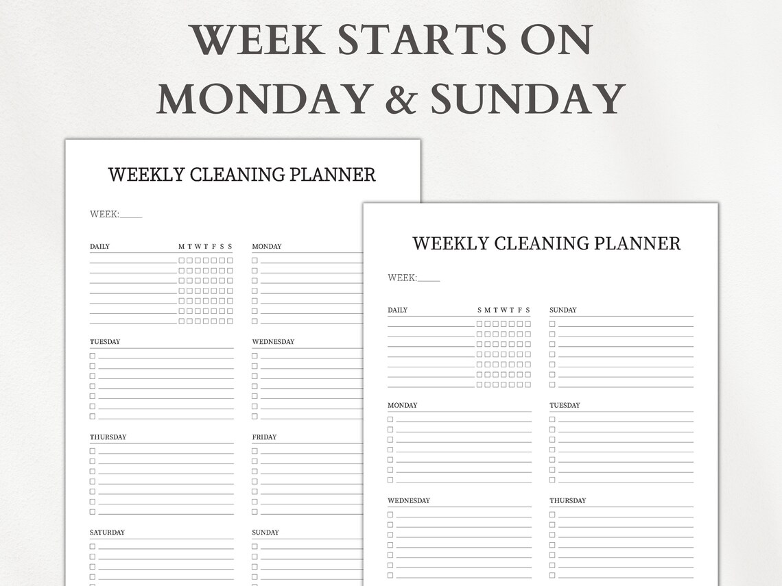 Editable Weekly Cleaning Checklist, Weekly Cleaning Schedule, Printable ...