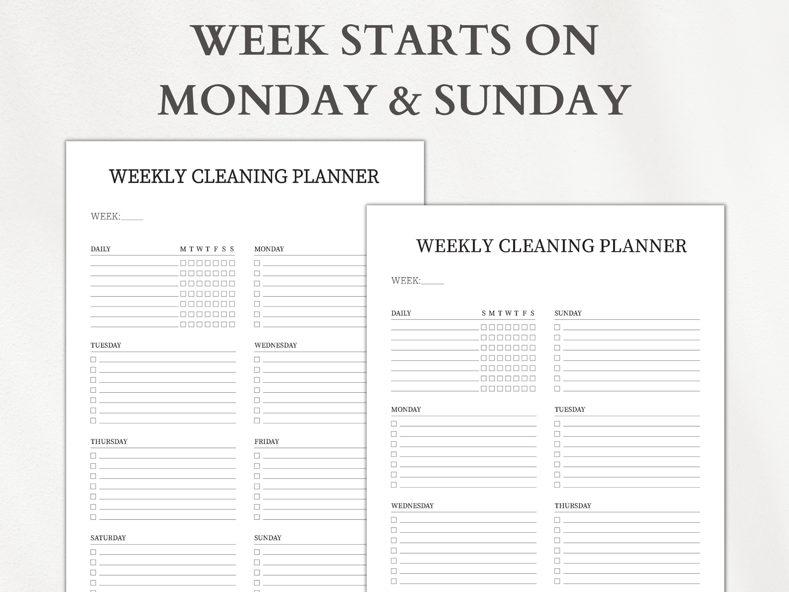 Editable Weekly Cleaning Checklist, Weekly Cleaning Schedule, Printable ...