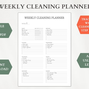 Editable Weekly Cleaning Checklist, Weekly Cleaning Schedule, Printable ...