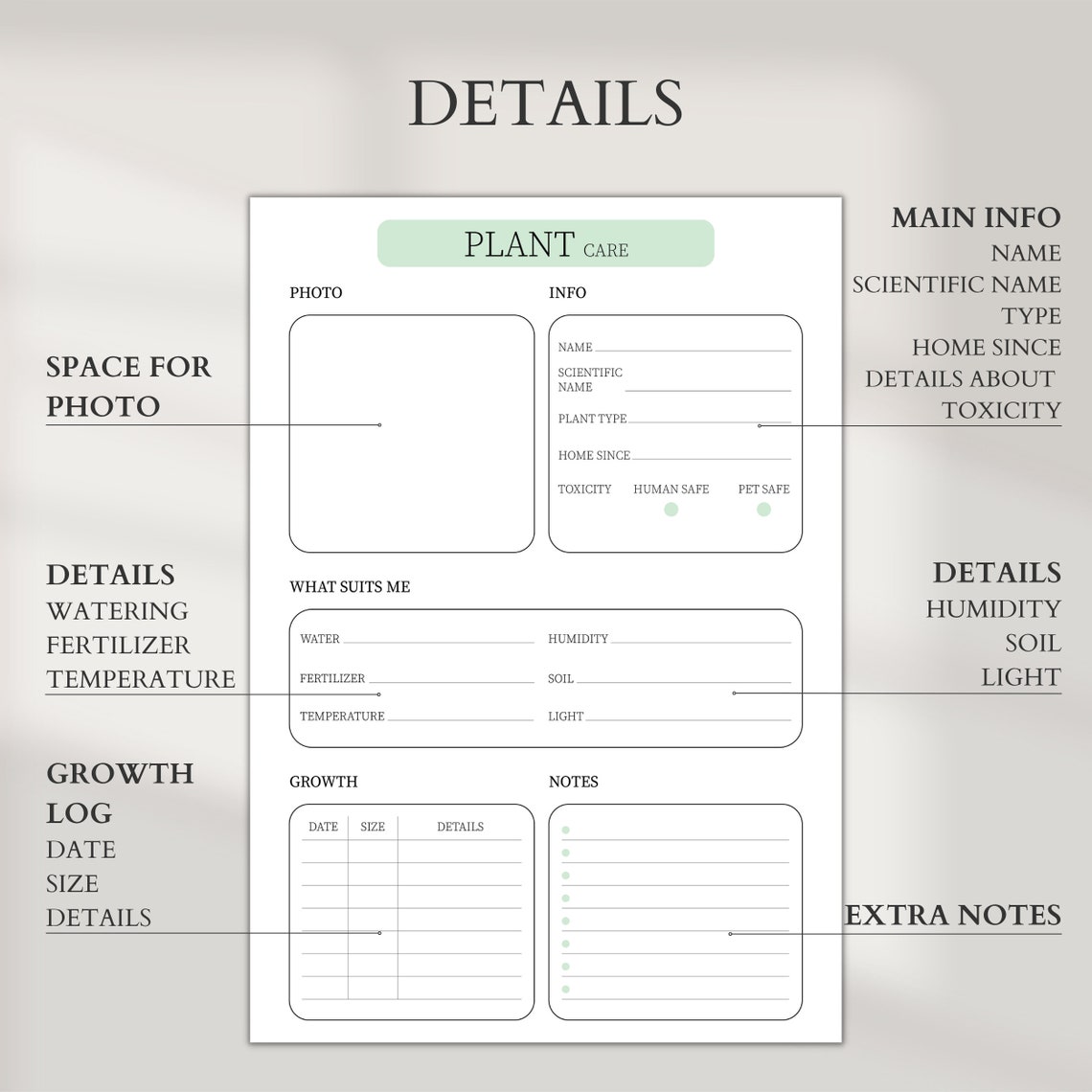 Plant Care Journal, Garden Tracker Diary, Digital Editable Indoor Plant ...