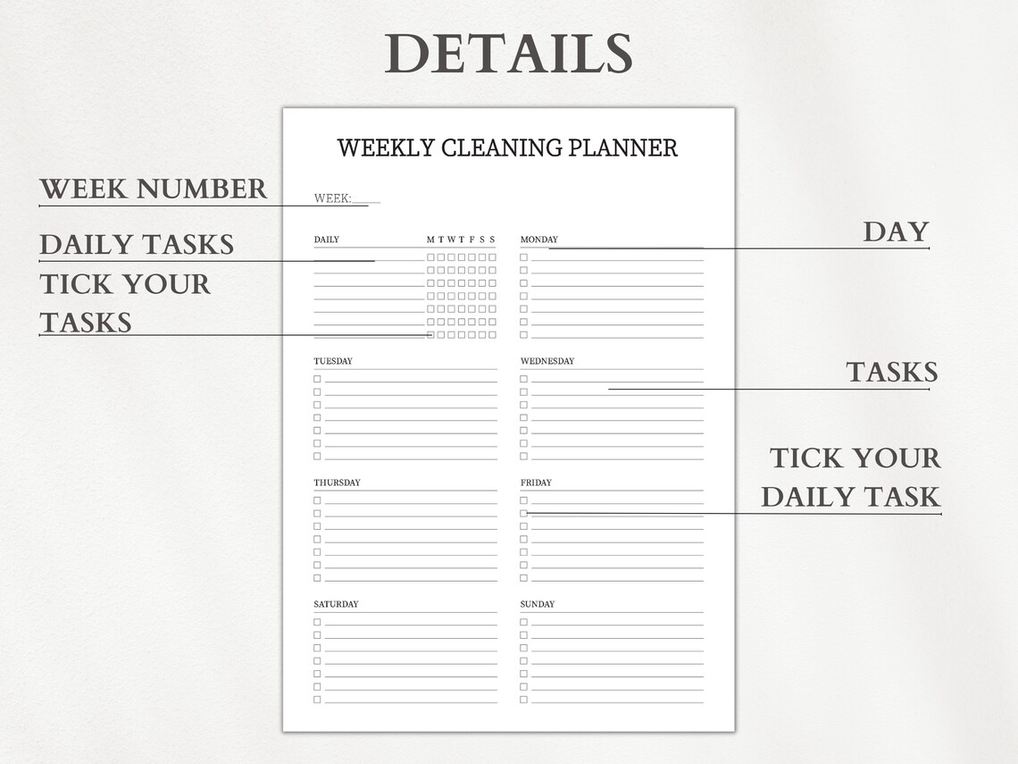 Editable Weekly Cleaning Checklist, Weekly Cleaning Schedule, Printable ...