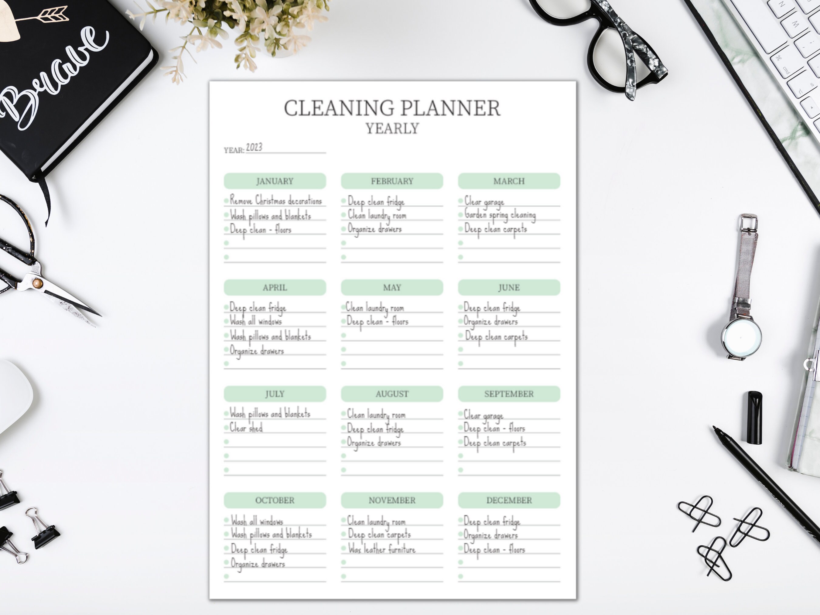 Printable Yearly Cleaning Planner, Cleaning Template, House Cleaning ...
