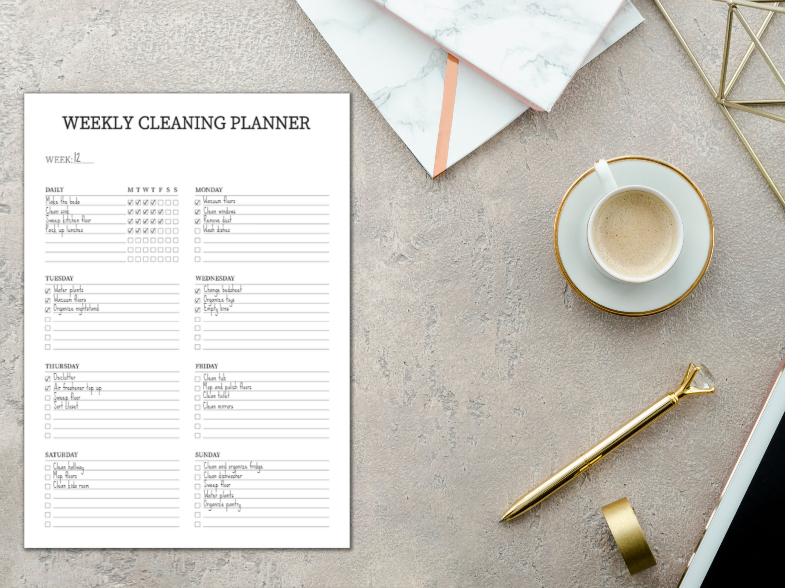 Editable Weekly Cleaning Checklist, Weekly Cleaning Schedule, Printable ...