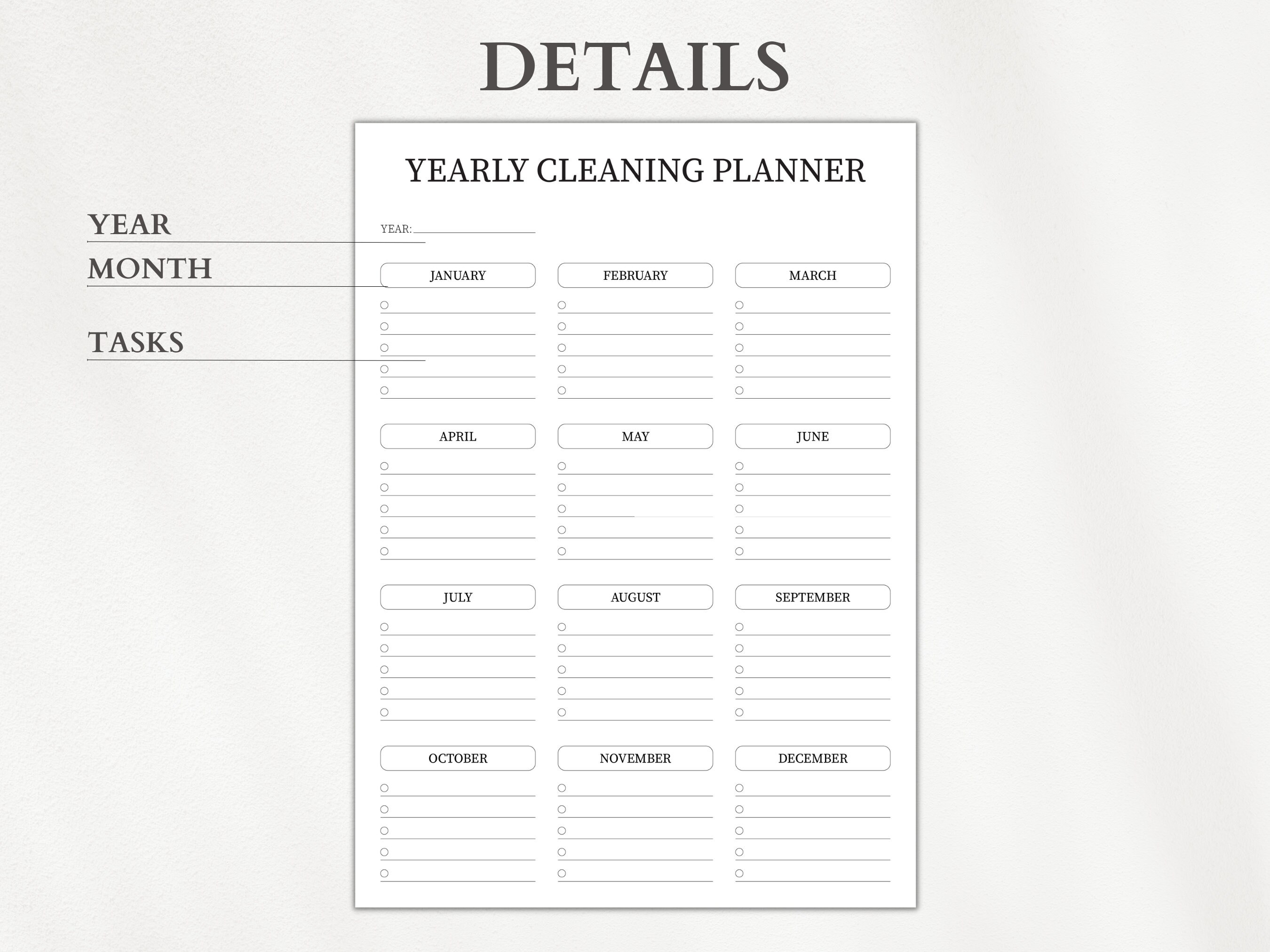 Printable Year Cleaning Plan, House Annual Cleaning Checklist, Yearly ...