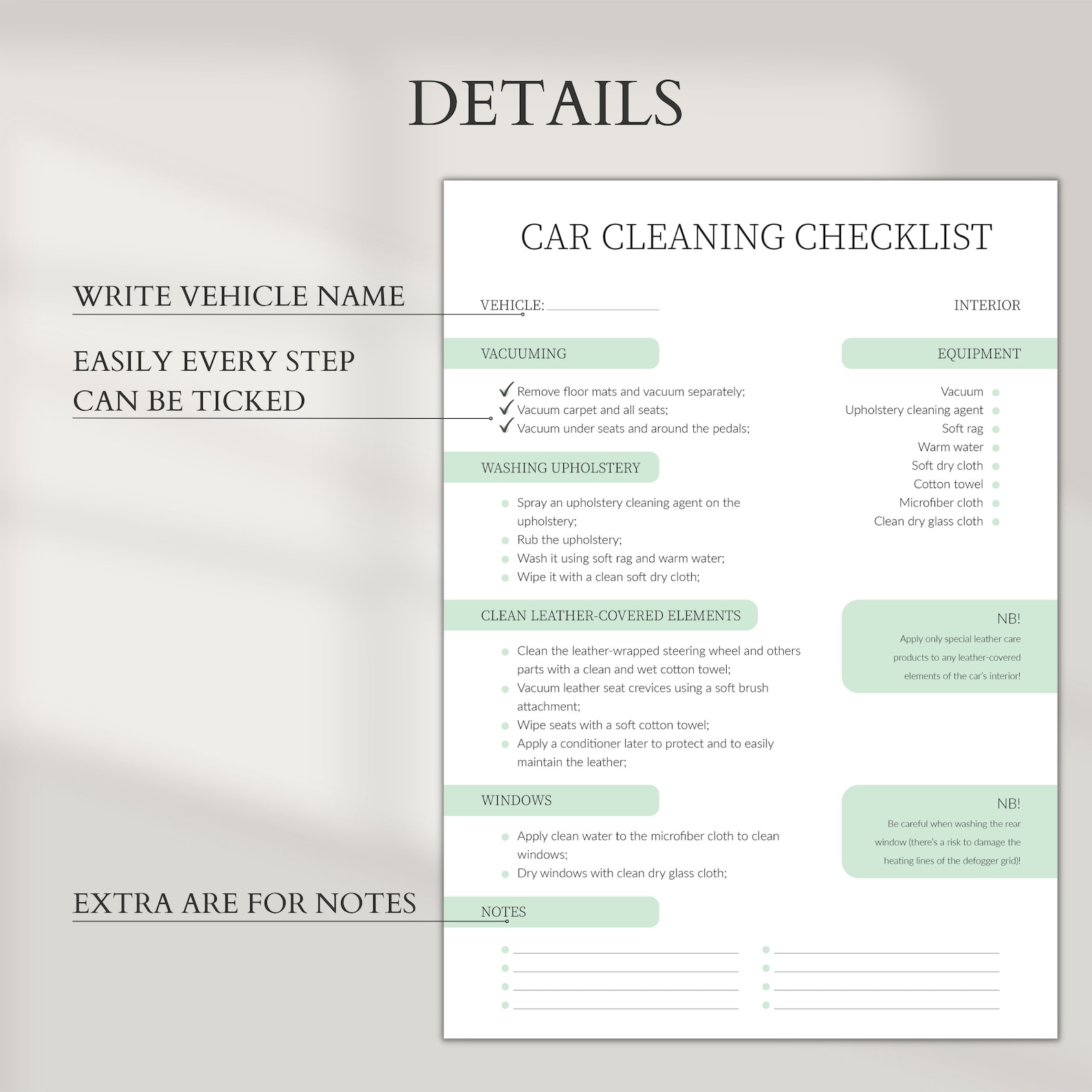 Car Cleaning Tasks, Car Wash Instruction, Car Cleaning Checklist, Car ...