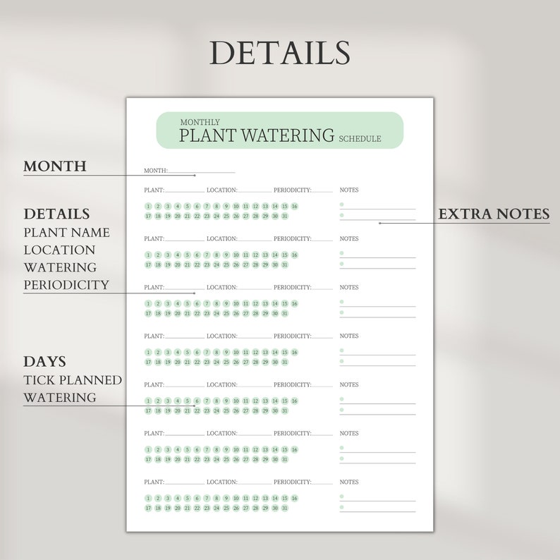Printable Monthly Plant Watering Schedule, Plant Care Journal, Editable ...