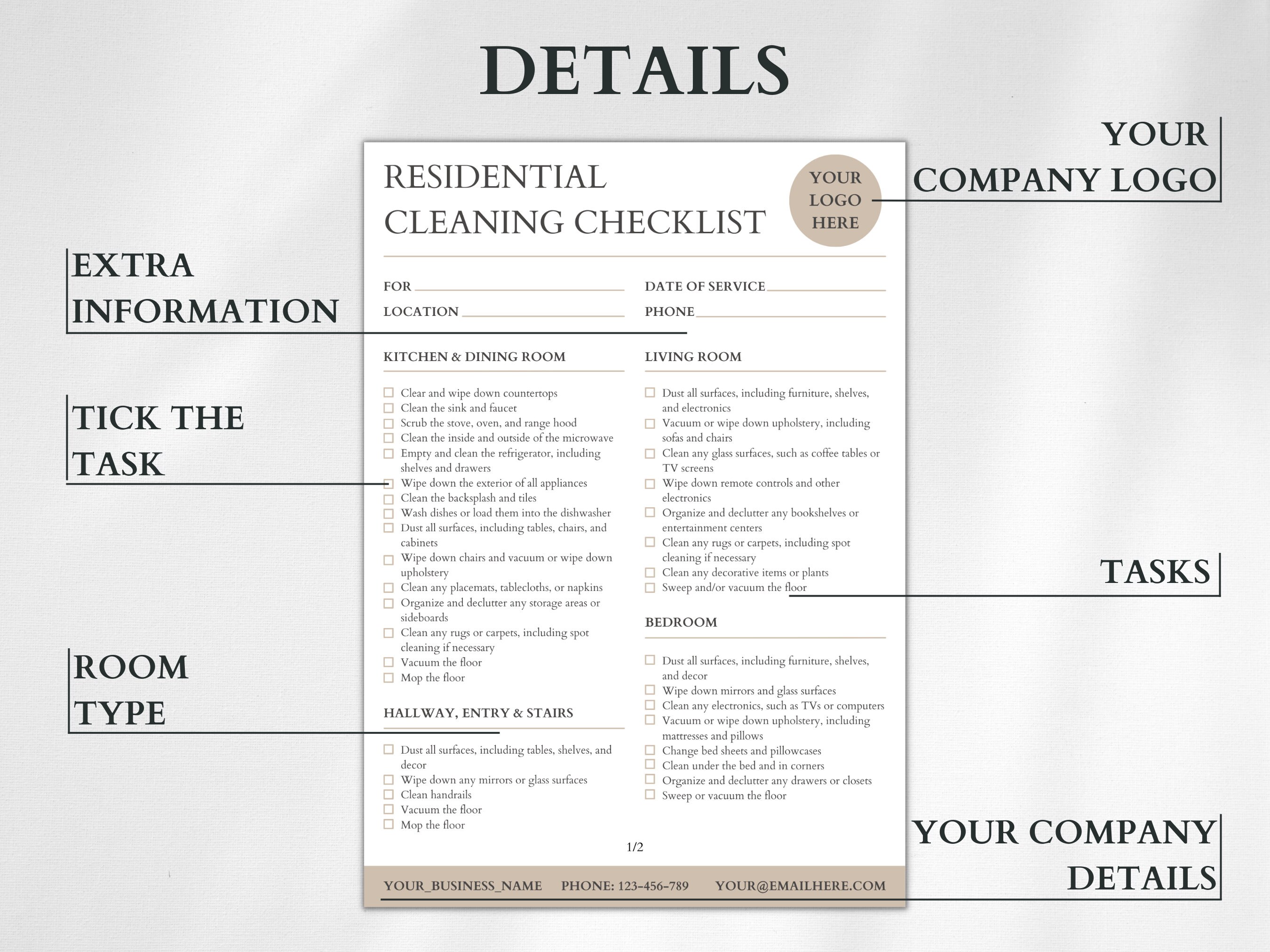 PLR Residential Cleaning Checklist, Resell Editable Canva Template, PLR ...