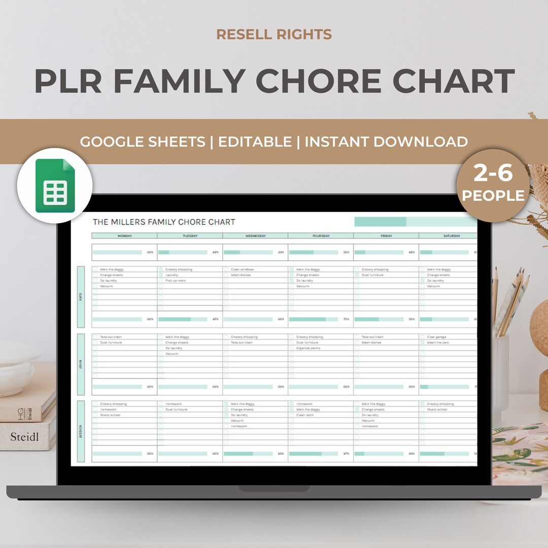 PLR Chore Chart, PLR Cleaning Planner Spreadsheet, PLR Digital Products ...