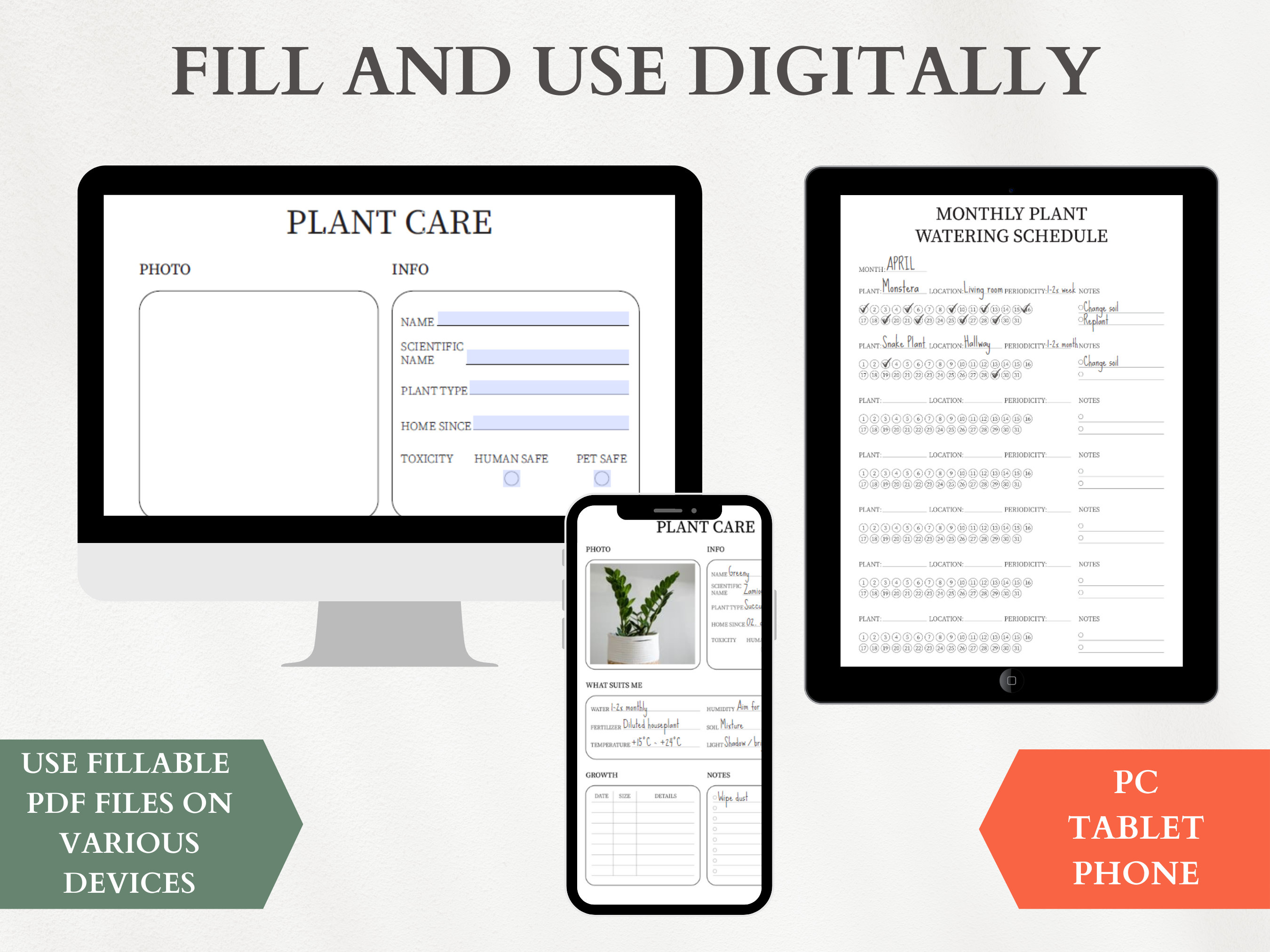 Houseplant Planner, Garden Journal, Digital Plant Planner, Digital ...