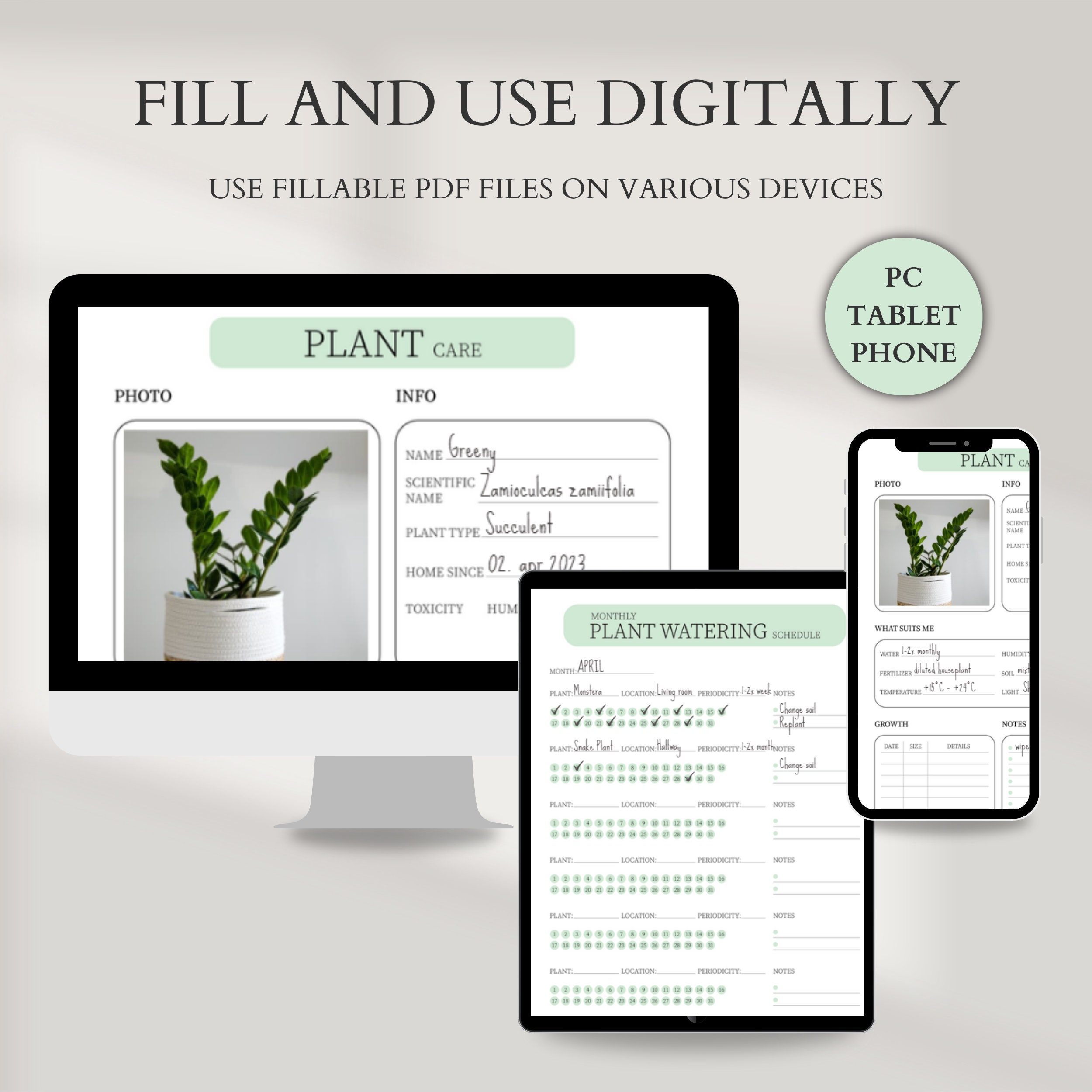 Digital Houseplant Planner, Plant Care Bundle, Digital Garden Journal ...