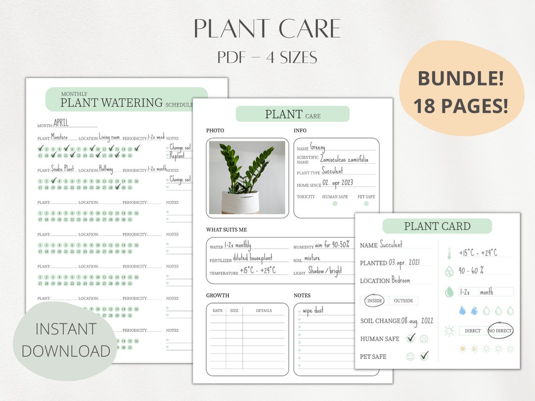 Digital Houseplant Planner Plant Care Bundle Digital Garden - Etsy