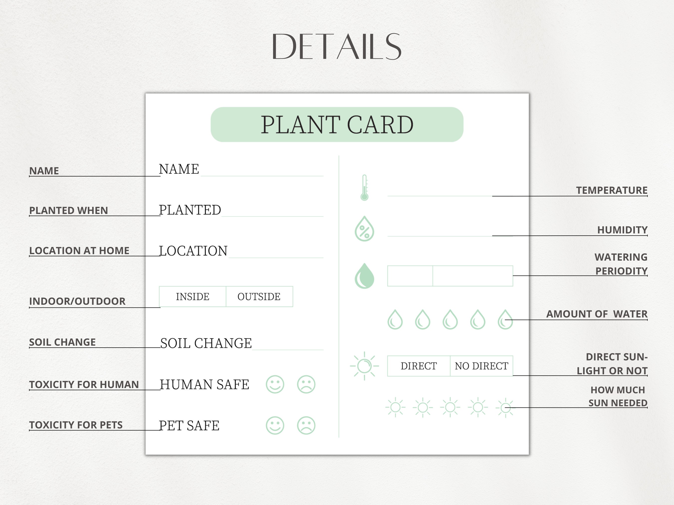 Printable Plant Care Card Houseplant Journal Digital Plant - Etsy
