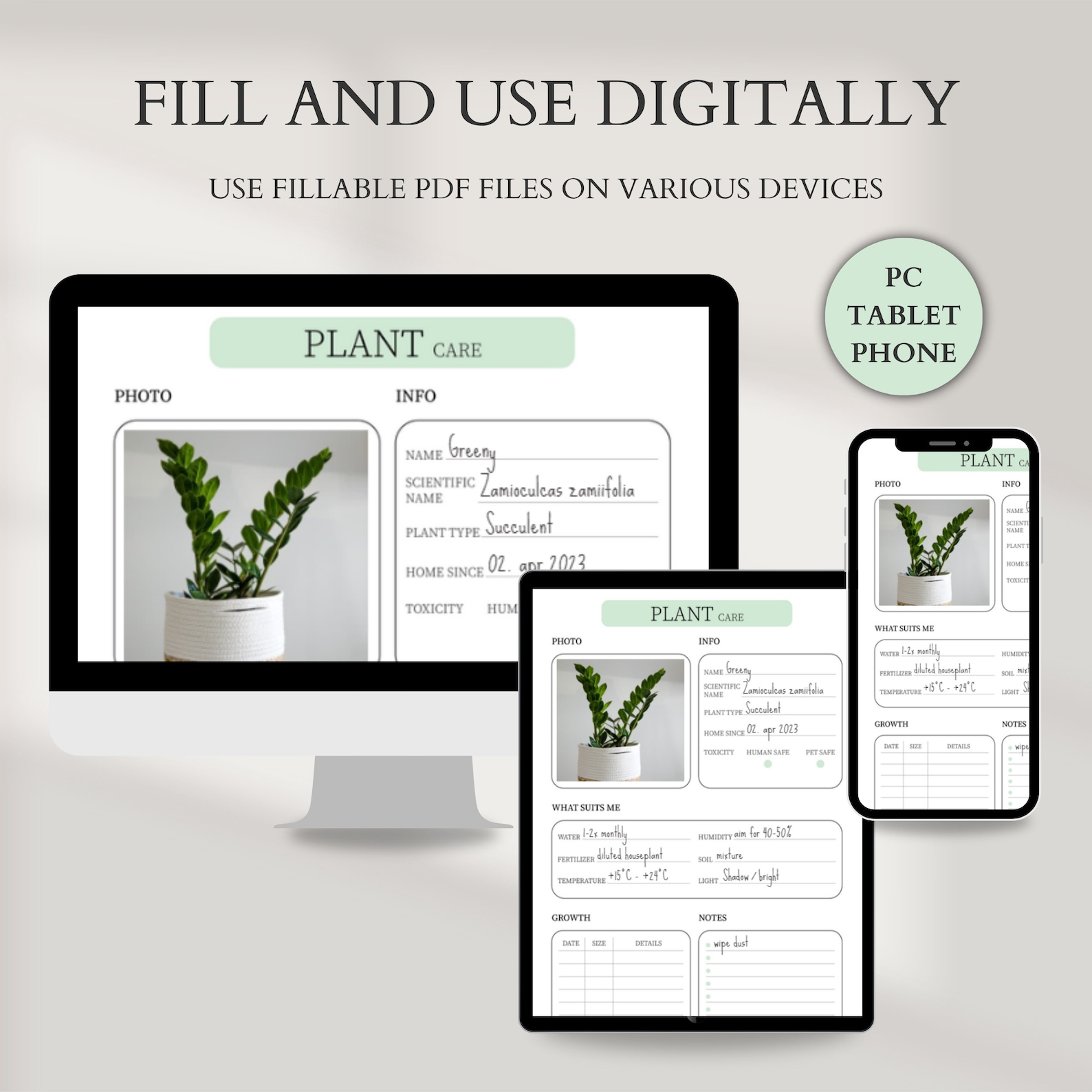 Plant Care Journal, Garden Tracker Diary, Digital Editable Indoor Plant ...