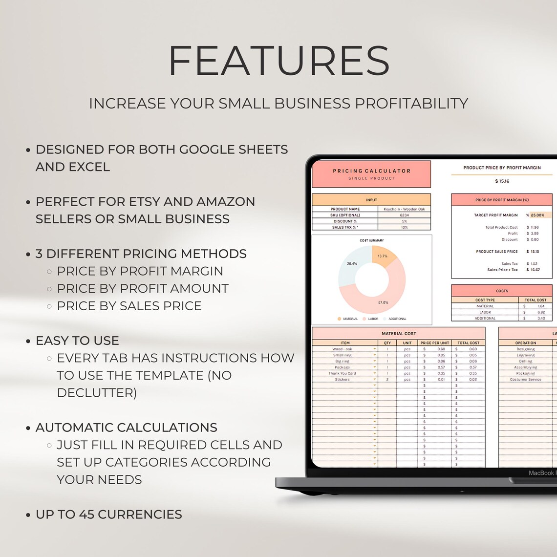 Sublimation Pricing Calculator Spreadsheet for Small Business, Handmade ...