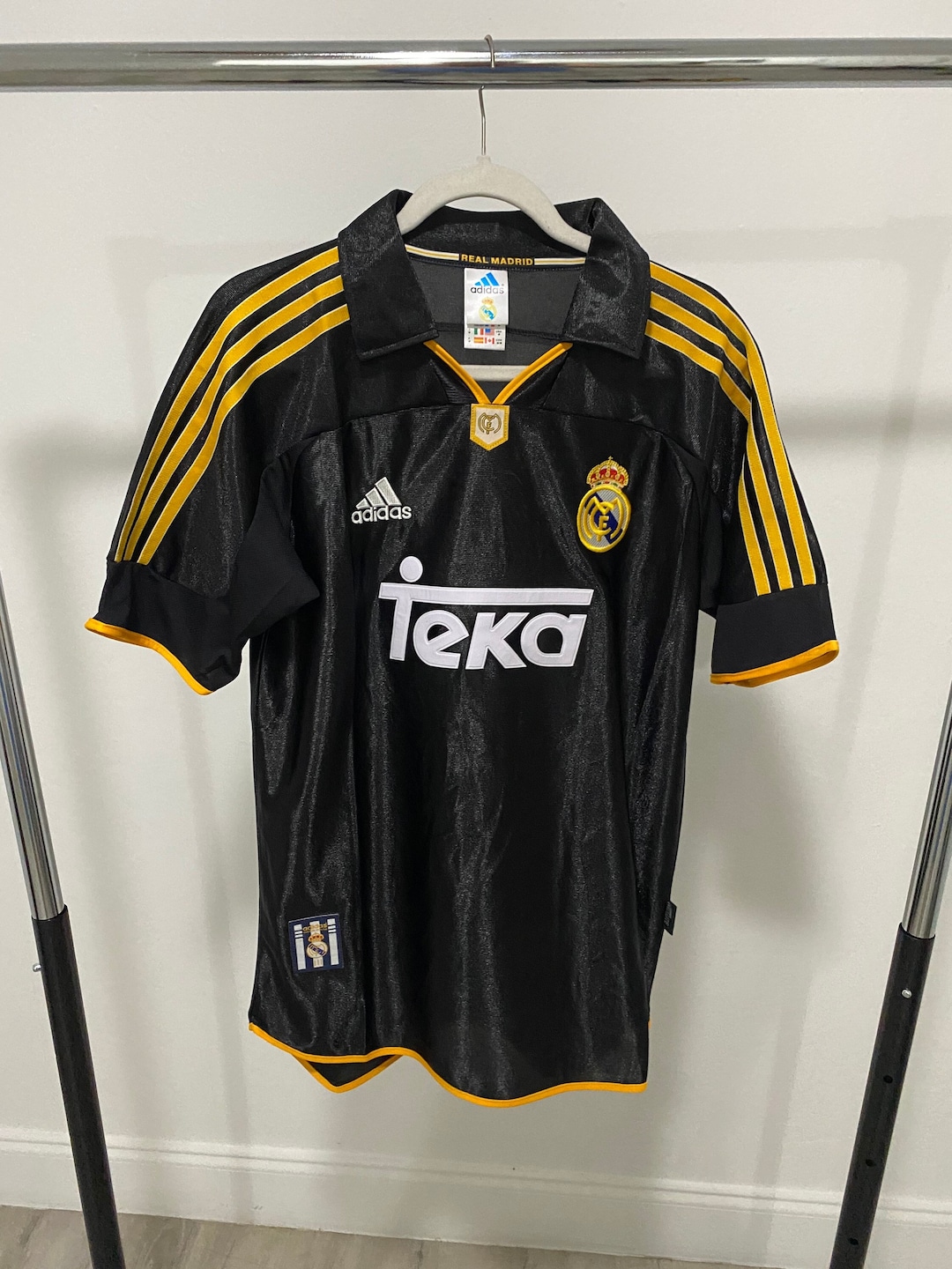 Real Madrid 1998/99 Black & Gold Teka Retro Soccer Jersey - Etsy