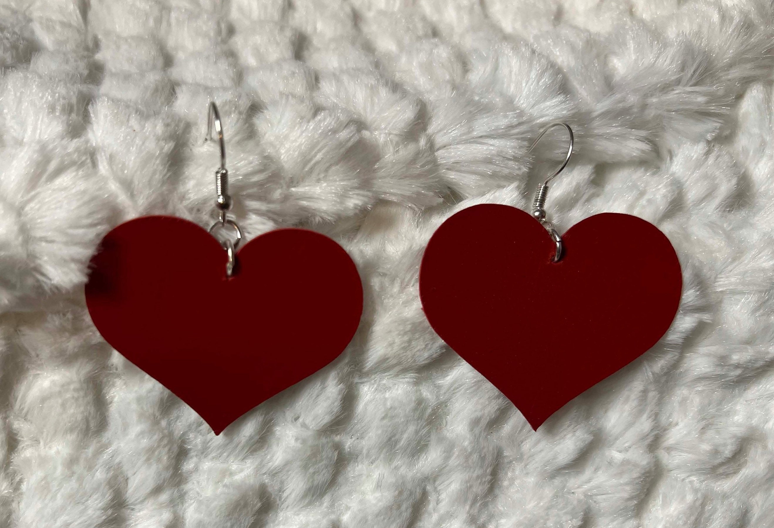 Red Heart Shaped Earrings - Etsy