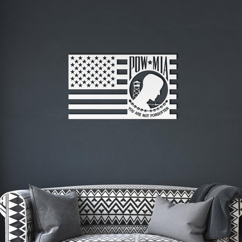American Flag, POW / MIA, Metal Flag, Metal Wall Art, Home Decor, Steel ...