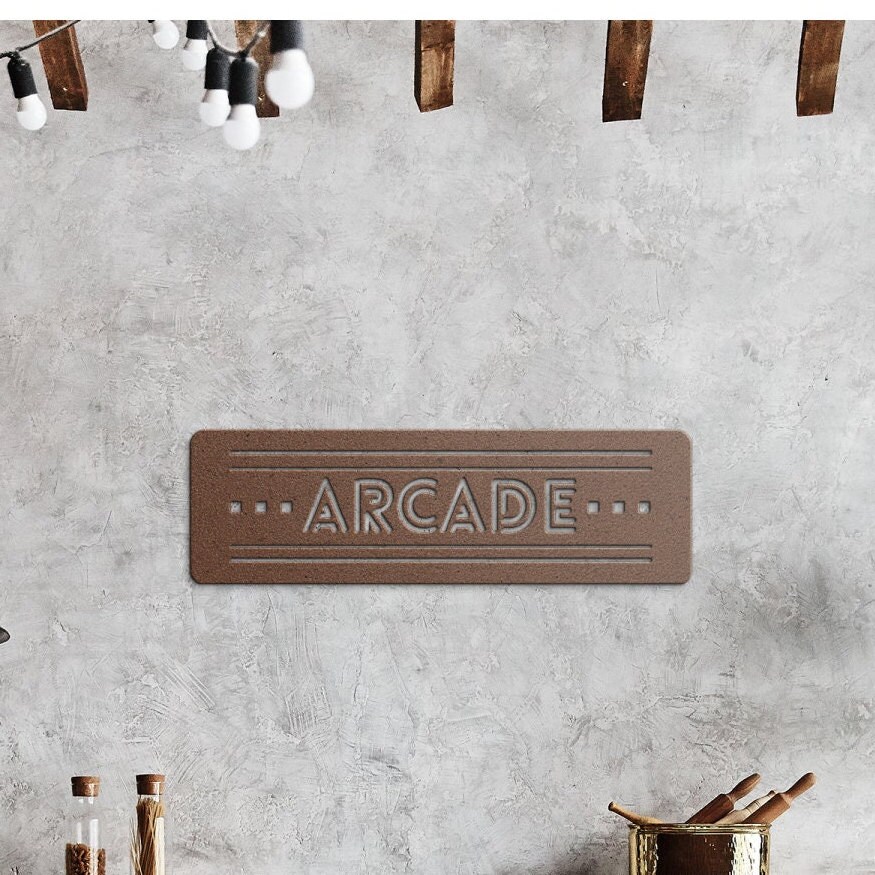 Arcade Sign, Metal Arcade Sign, Game Sign, Man Cave Decor, Game Room ...