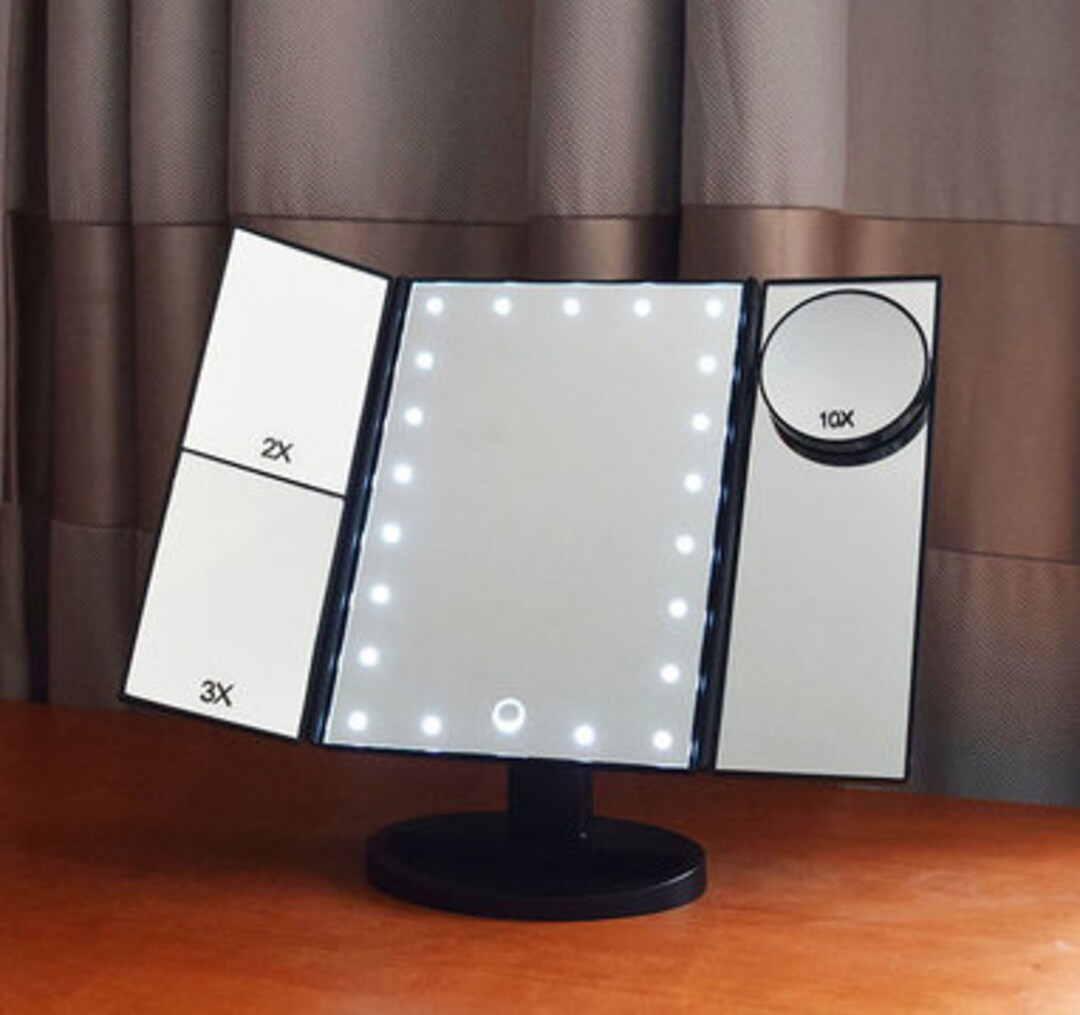 Three-sided Foldable Magnifying Desktop Makeup Mirror With - Etsy