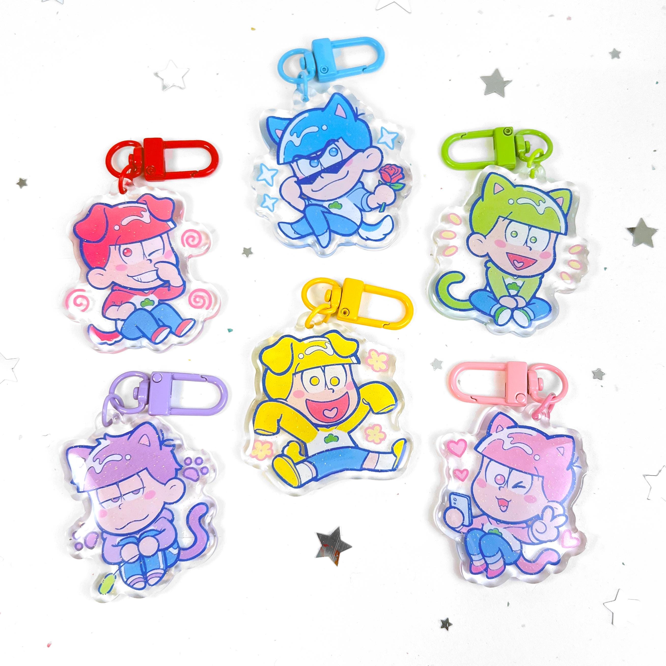 Ososan NEETS Acrylic Glitter Epoxy Charms 2" Oso, Kara, Choro, Ichi ...