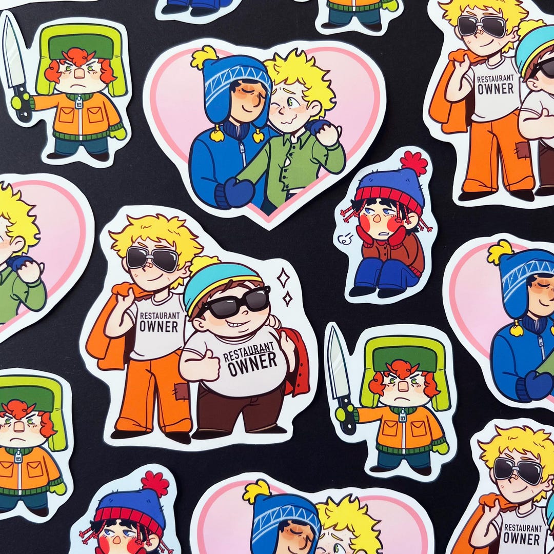 South Park Inspired Matte Stickers, Tweek X Craig, Stan, Kyle, Kenny ...