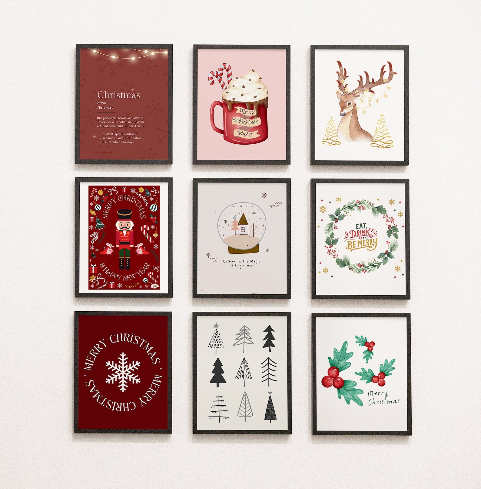 Christmas Printable Set of 16 | Mix | Christmas Print | Santa Poster ...
