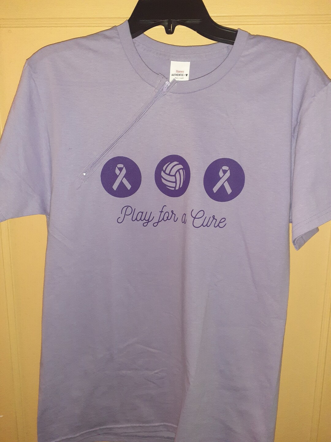 Medium Adult Chemotherapy Port Access Shirt. Right Side Zipper. Purple ...