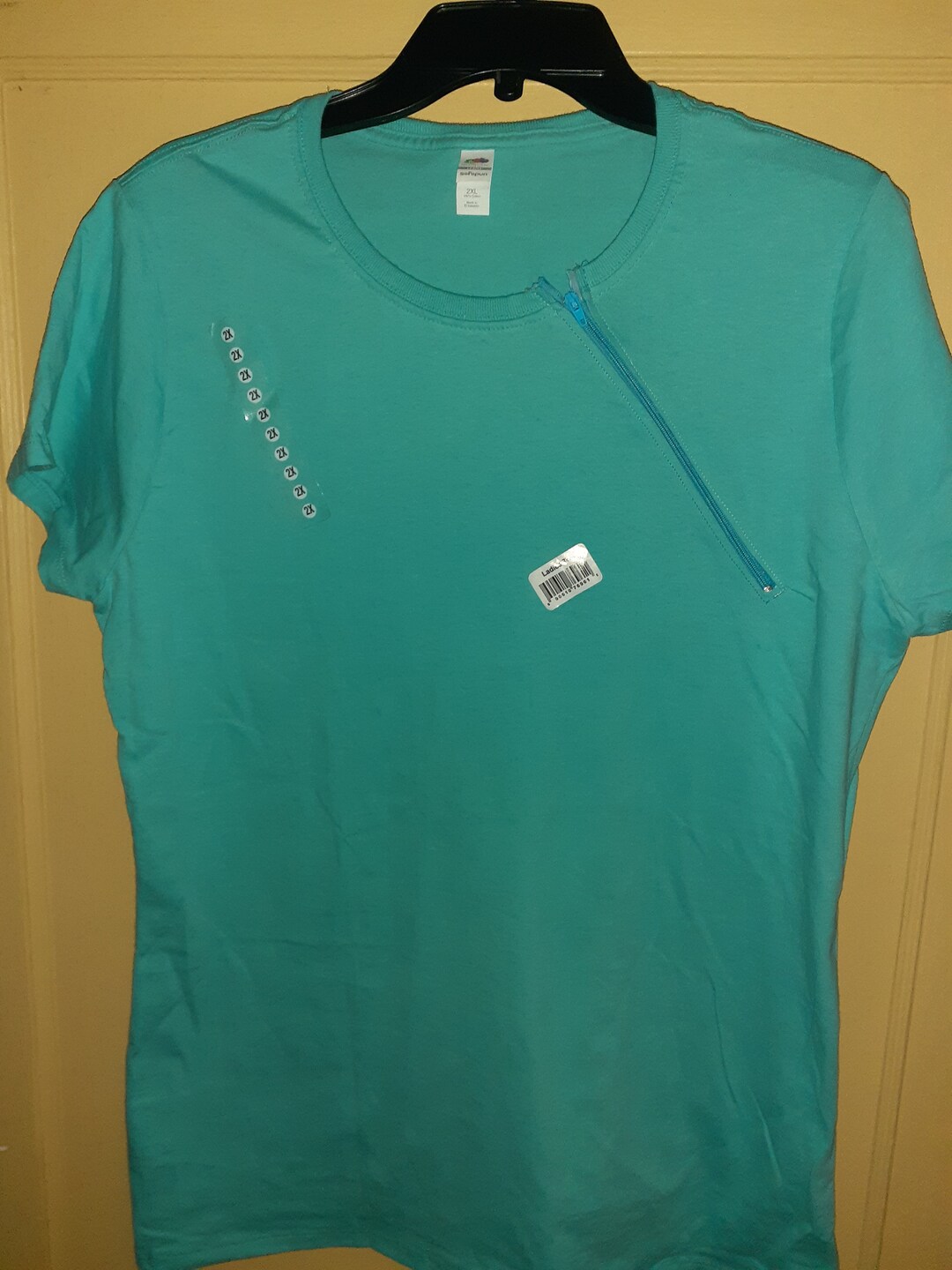 Lady's 2X Large Chemotherapy Port Access Shirt. Left Side Zipper Teal ...