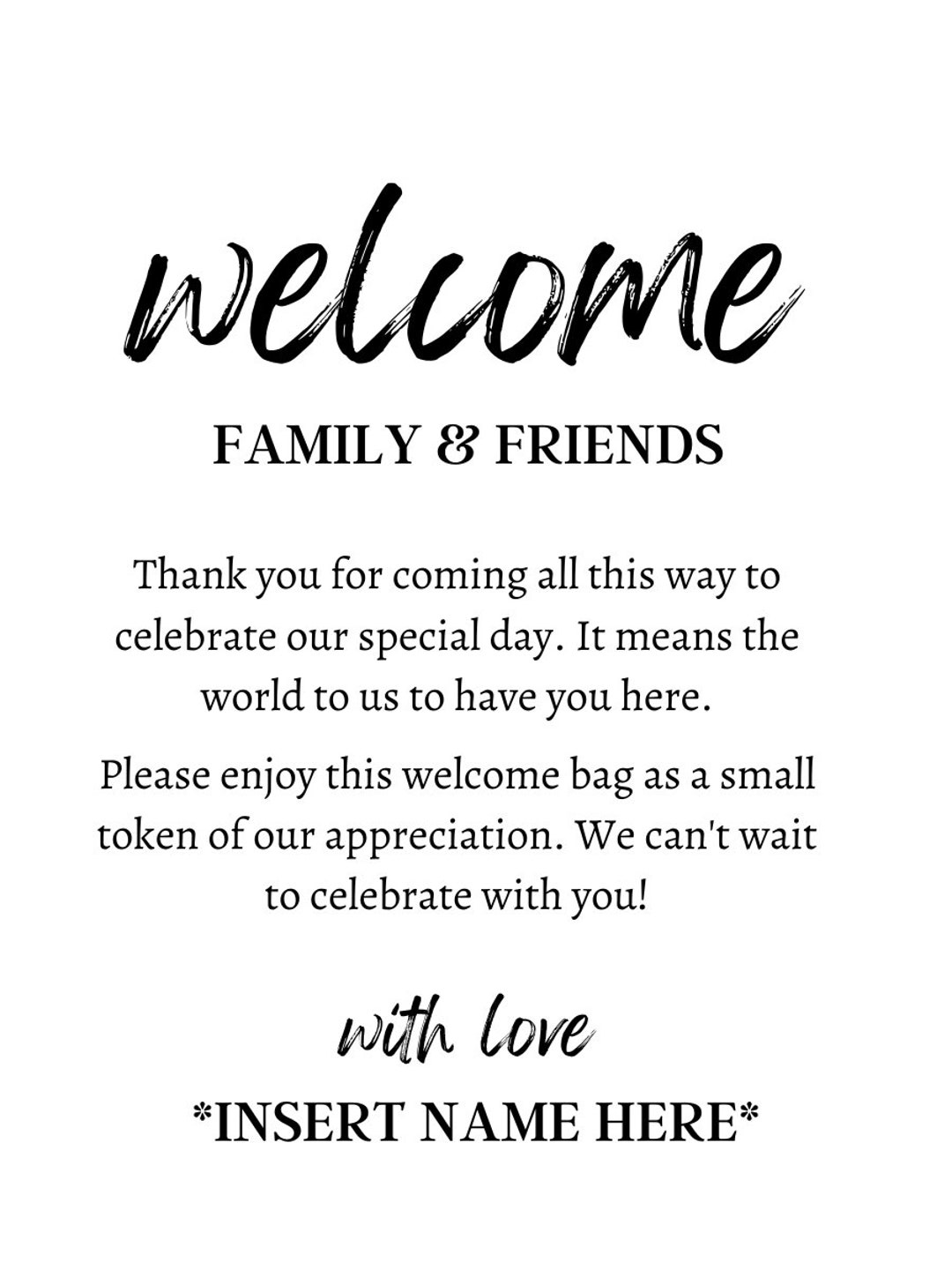 Wedding Hotel Welcome Bag Card - Etsy