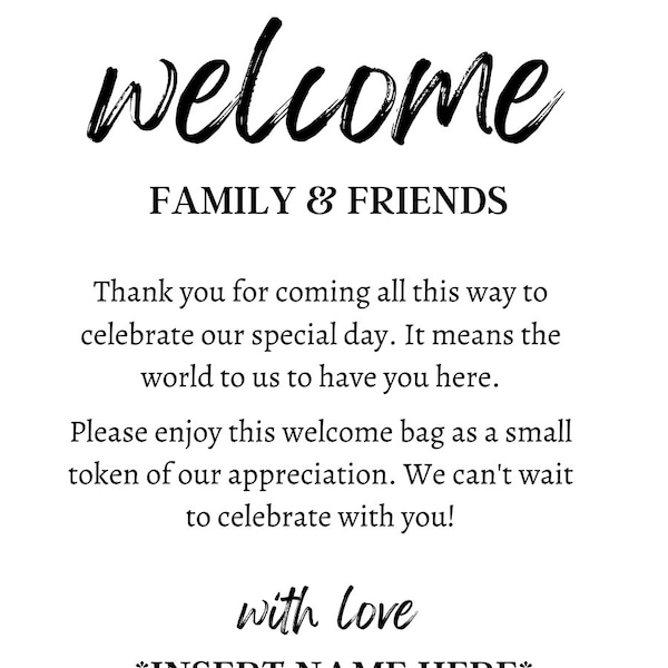 Hotel Welcome Card - Etsy