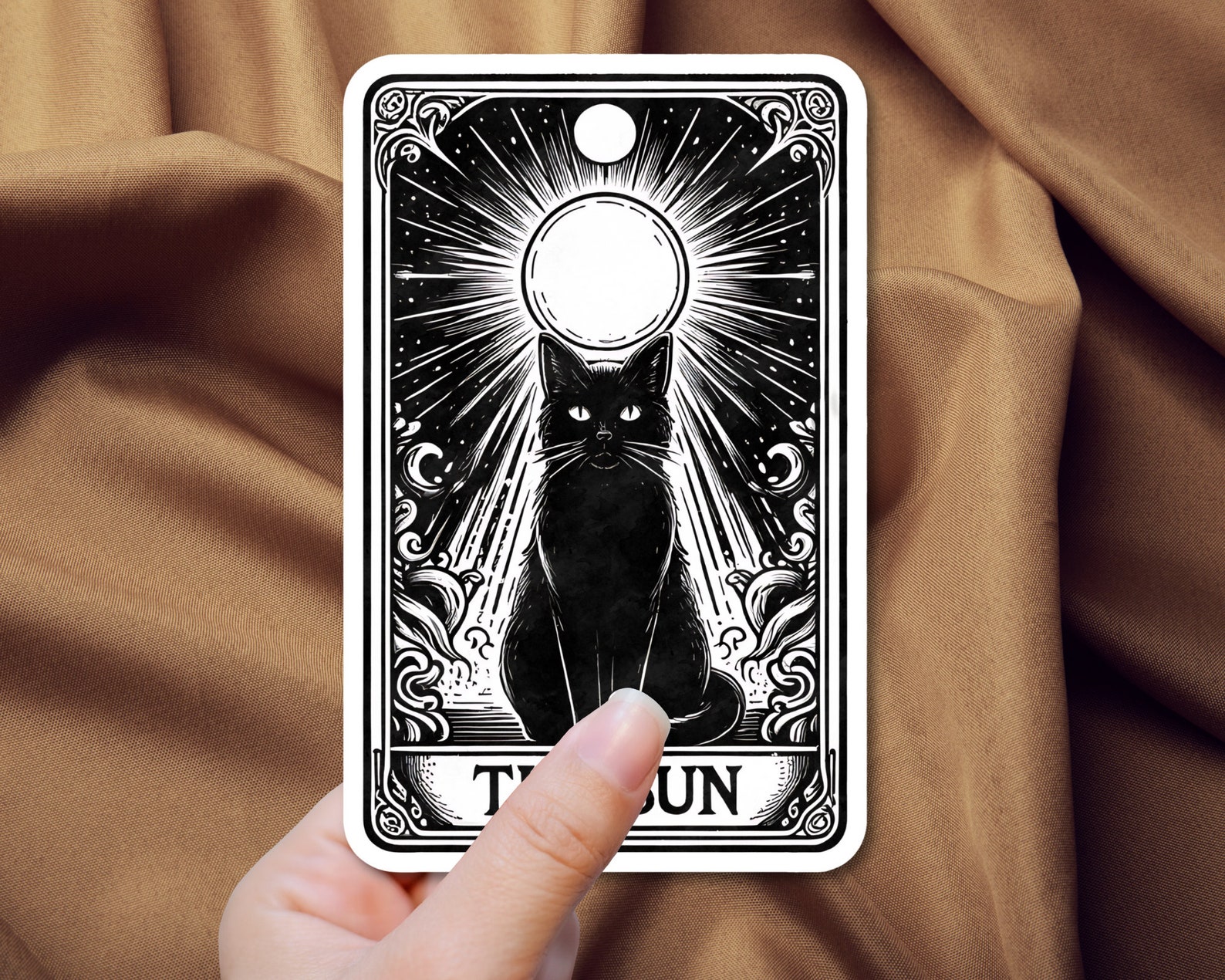 The Sun Black Cat Tarot Card Sticker Premium Handmade Laminated Vinyl ...