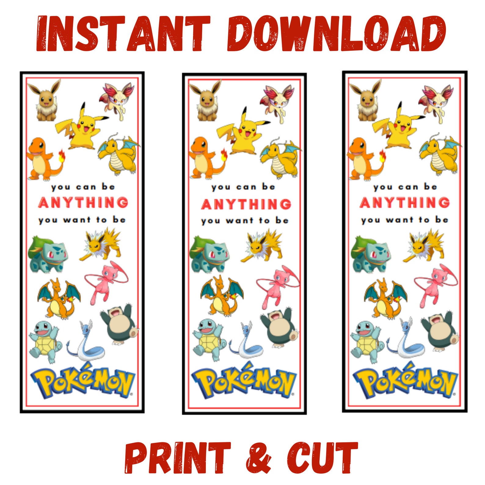 Printable Pokemon Bookmarks | Kids Bookmarks | 18 Styles | PDF Format ...
