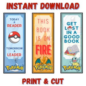 Printable Pokemon Bookmarks | Kids Bookmarks | 18 Styles | PDF Format ...