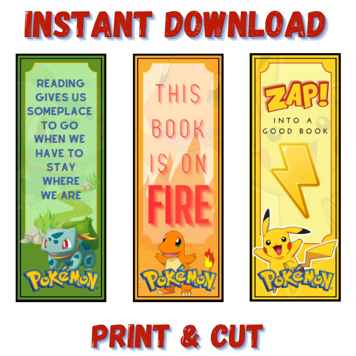 Printable Pokemon Bookmarks | Kids Bookmarks | 18 Styles | PDF Format ...
