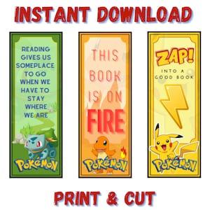 Printable Pokemon Bookmarks | Kids Bookmarks | 18 Styles | PDF Format ...