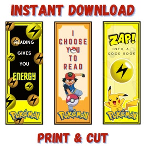 Printable Pokemon Bookmarks | Kids Bookmarks | 18 Styles | PDF Format ...