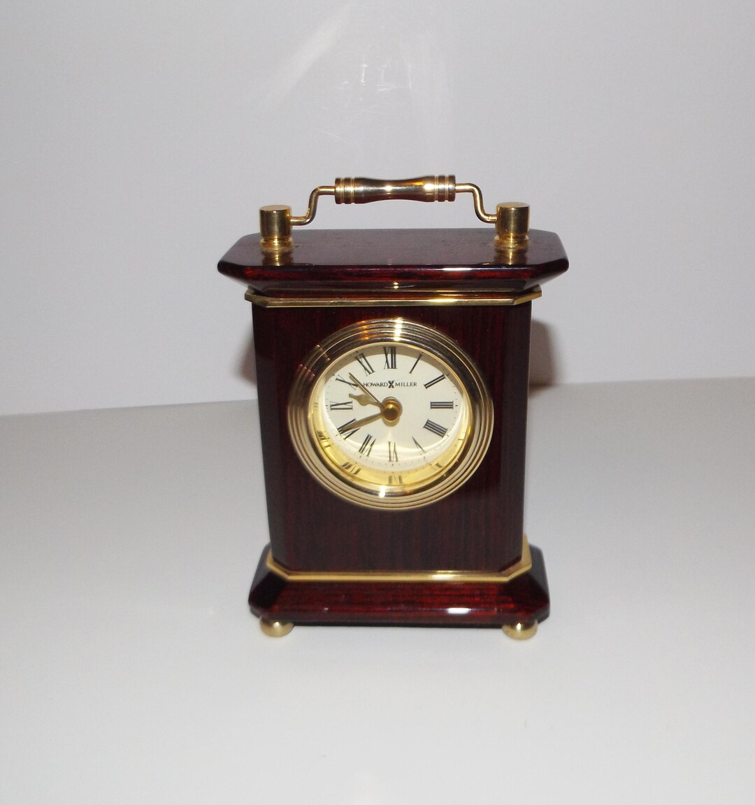 Howard Miller Desk Table Clock Rosewood & Brass Not Tested - Etsy