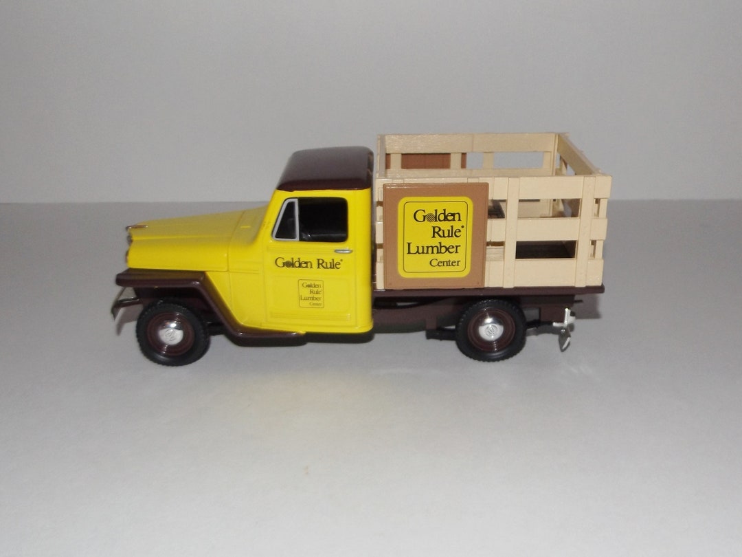 Vtg Golden Rule Lumber 1953 Jeep Willys Stakebed Diecast Liberty Key ...
