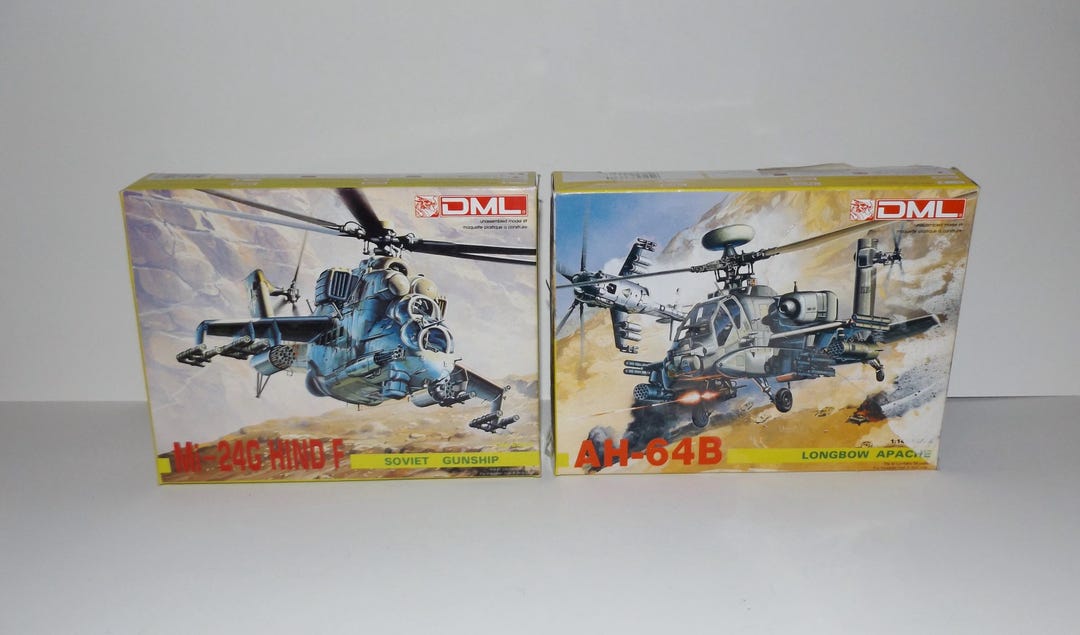 2 DML Unassembled Military Airship Models 1990 Longbow Apache & Soviet ...
