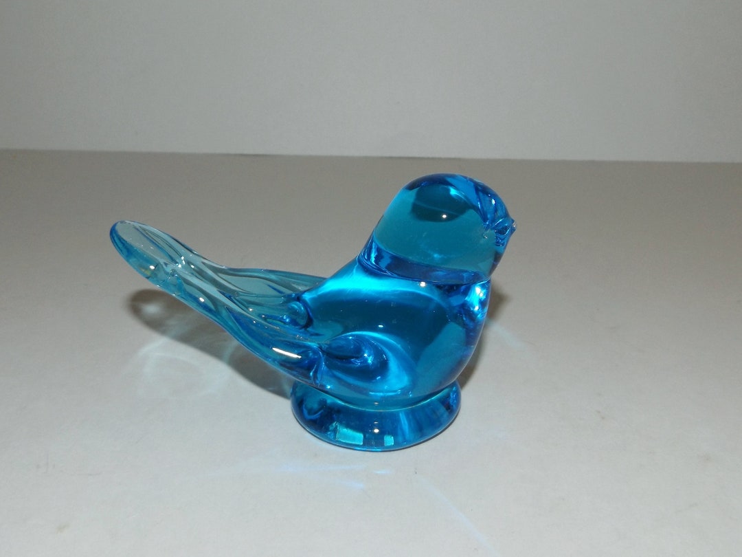 1991 Leo Ward Glass Blue Bird of Happiness Signed - Etsy