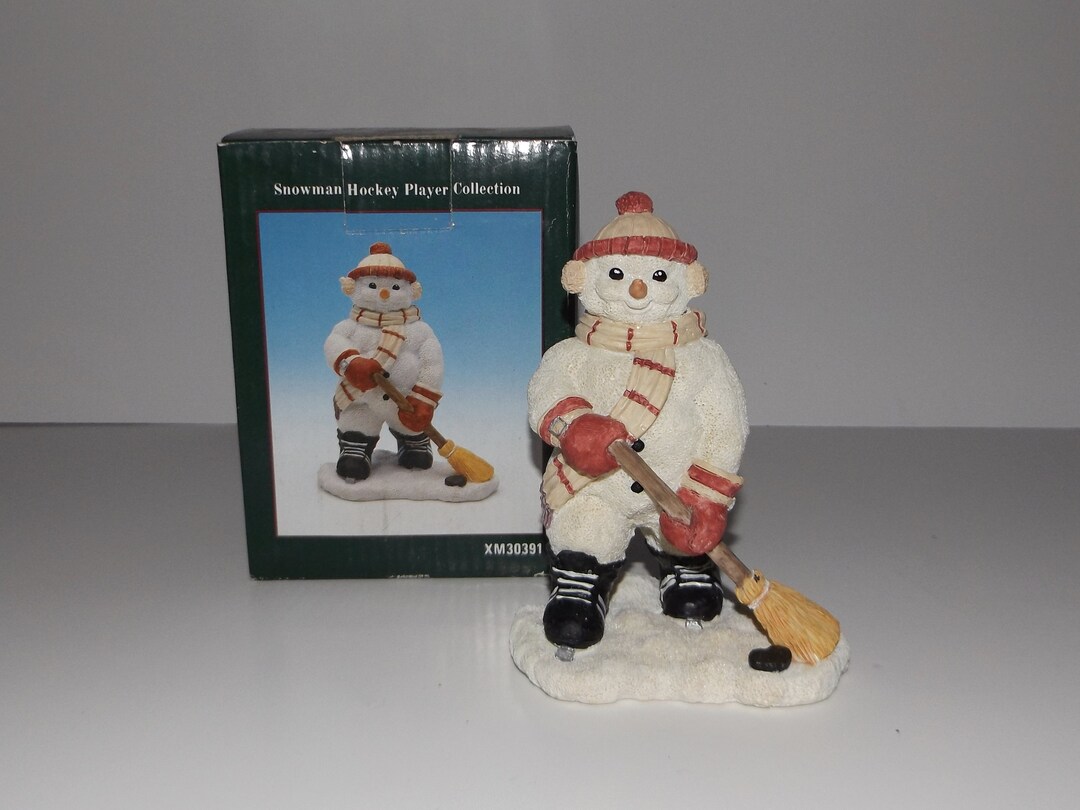 Vintage 1996 Resin Snowman Broom Hockey Player Youngs, Inc. - Etsy