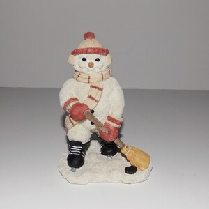 Vintage 1996 Resin Snowman Broom Hockey Player Youngs, Inc. - Etsy
