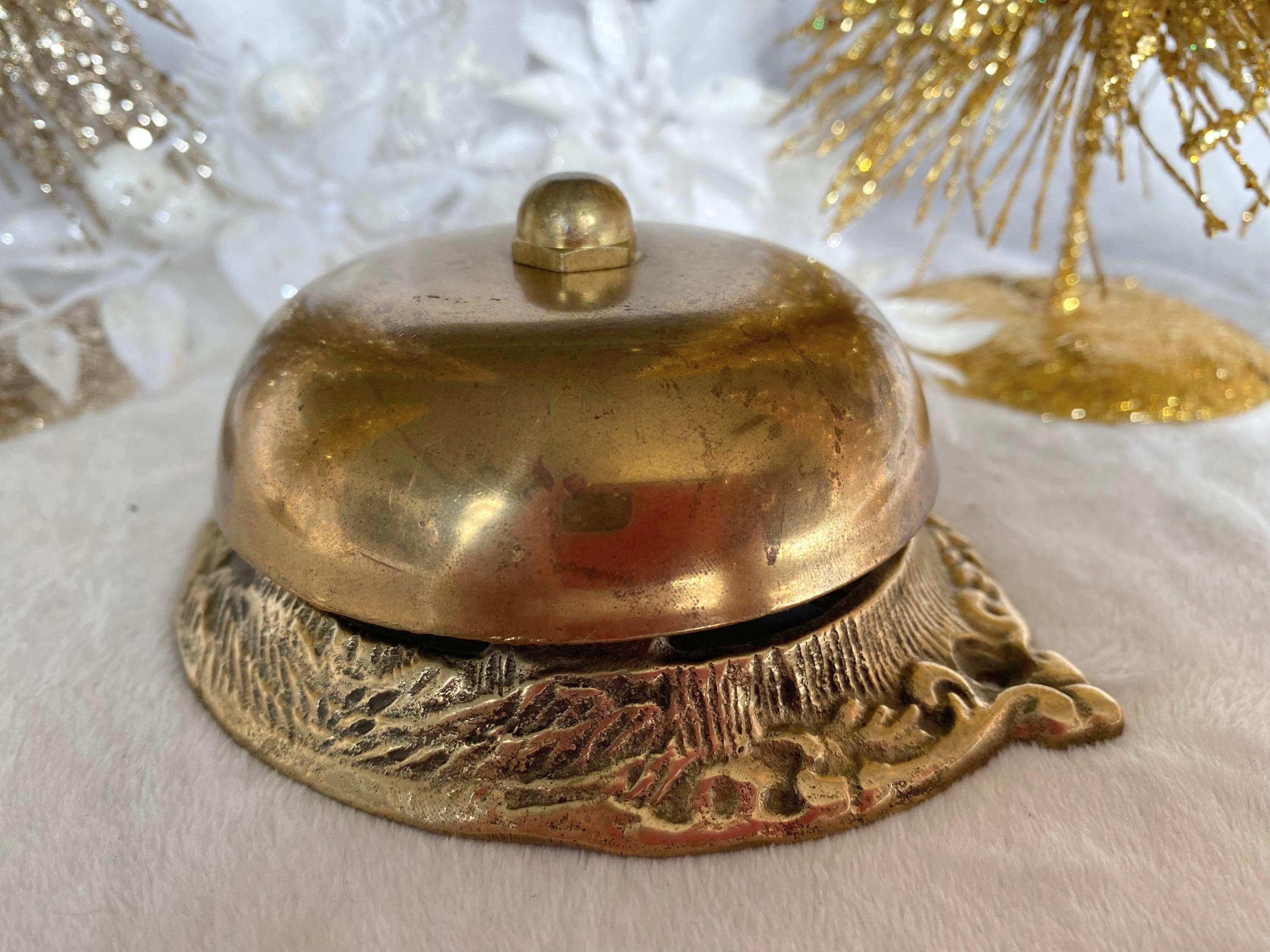 Victorian Antique Brass Door Bell Key Crank Gold Tone Brass Bell Hand ...